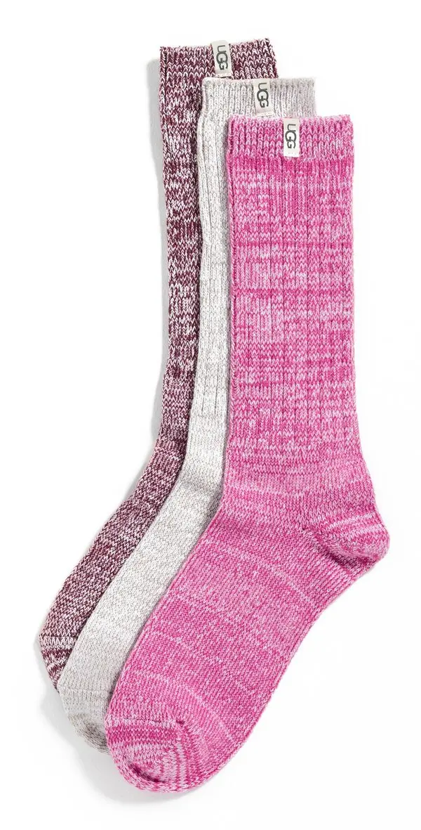 UGG Rib Knit Slouchy Crew 3-pack - Chroma Pink/putty/wildgrape