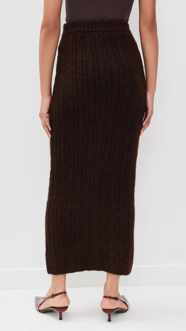Line & Dot Ophelie Ribbed Knit Skirt - Chocolate