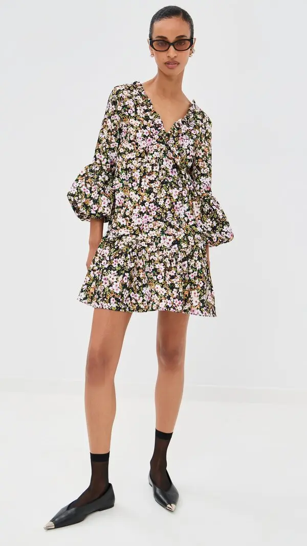 Kika Vargas Noemi Floral Print Mini Dress In Green - 30% Off | Editorialist