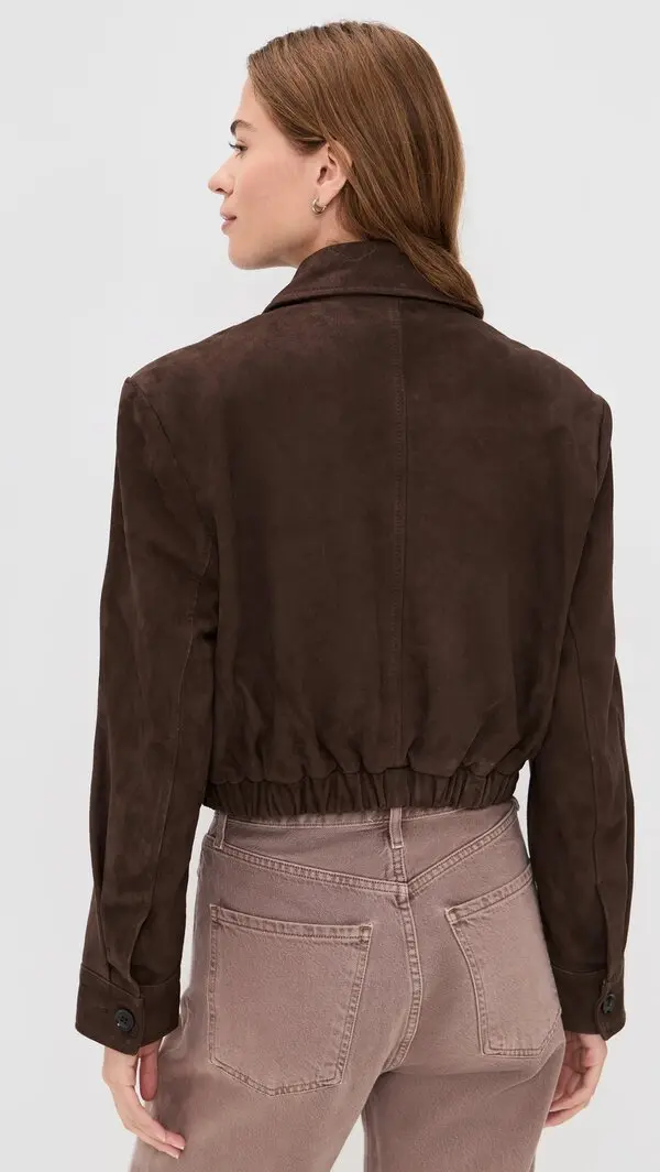AGOLDE Nahla Cropped Suede Jacket - Root