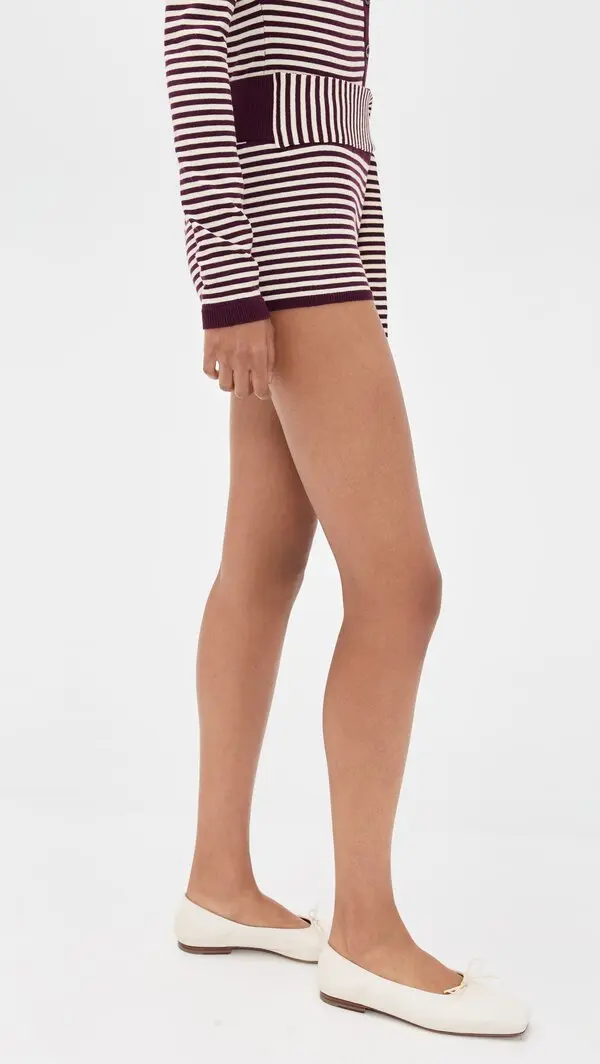 SEVEN WONDERS Striped Knit Shorts With Self-belt