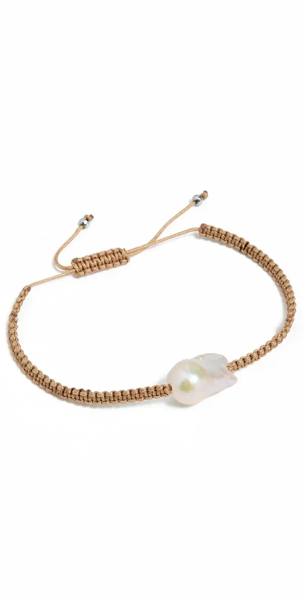 Shashi Pearl Slider Bracelet - Tan