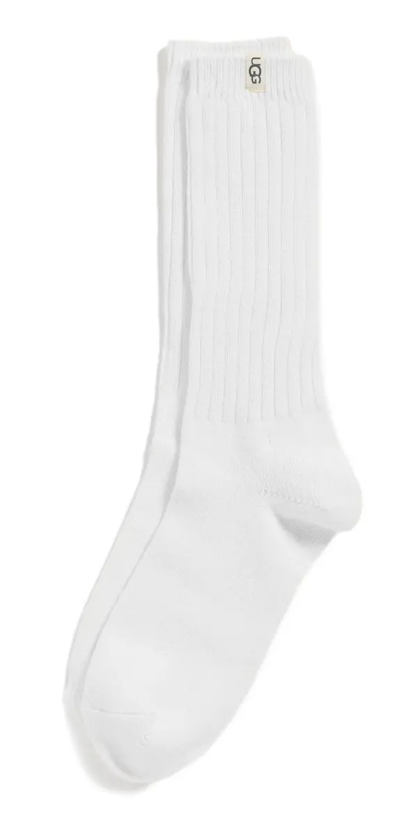 UGG Rib Knit Crew Socks - White