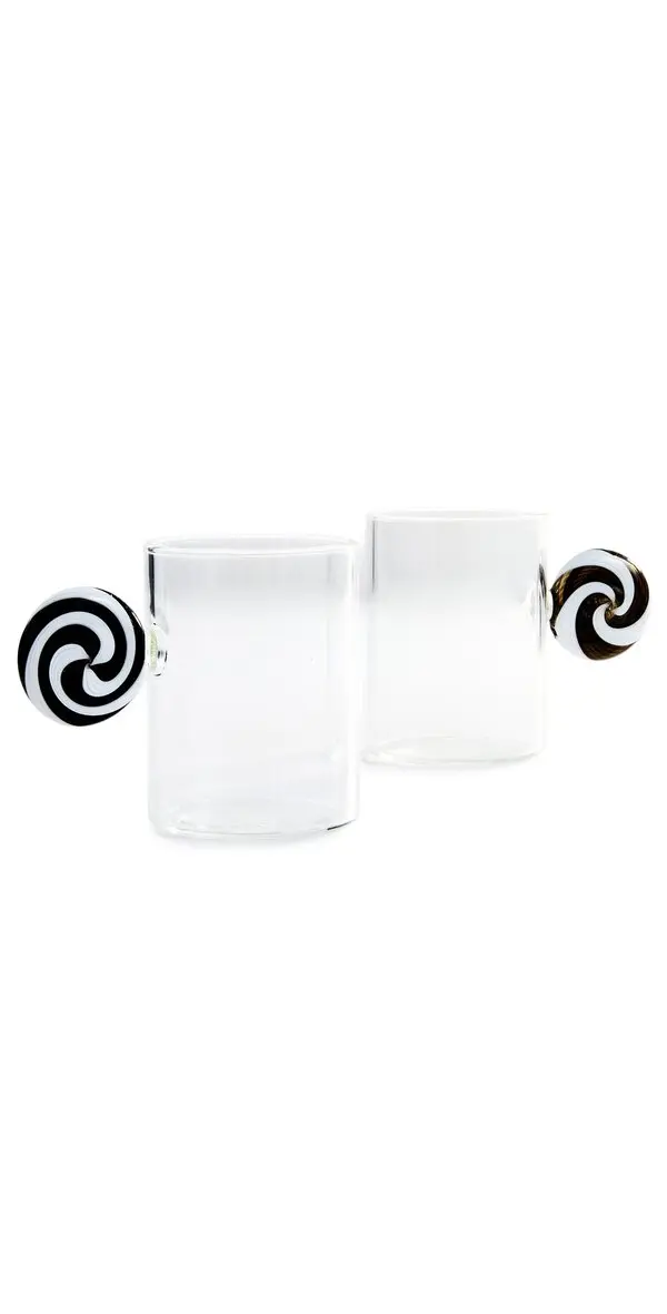 FAZEEK Swirl Espresso Cups Set Of 2 - Black/white