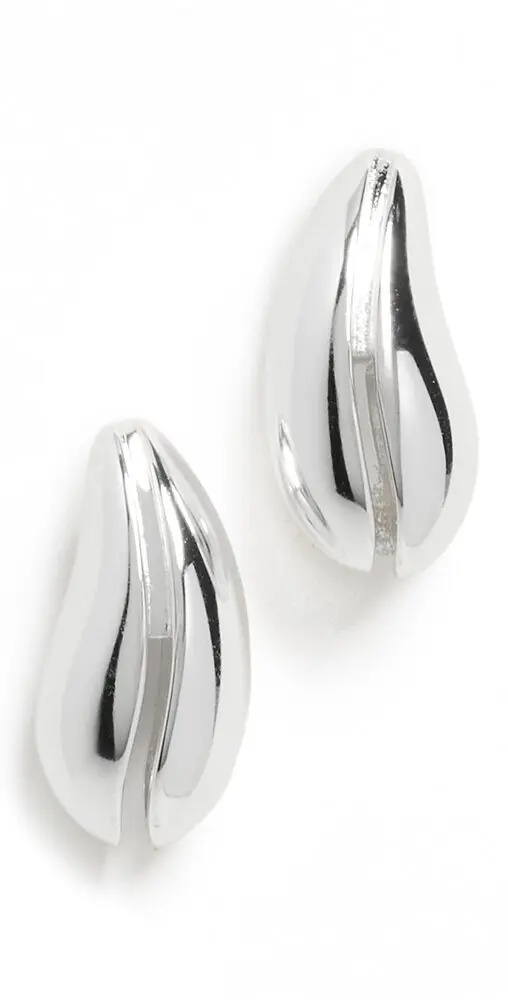 Tory Burch Pierced Stud Earrings - Light Silver