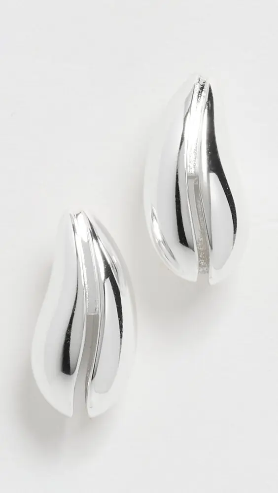 Tory Burch Pierced Stud Earrings - Light Silver