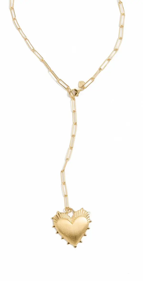 HART Long Link Lariat Necklace With Heart Pendant - Gold