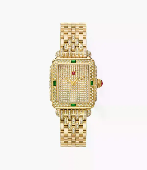 Michele Deco Mid Diamond Pavé Watch - 18k Gold-plated