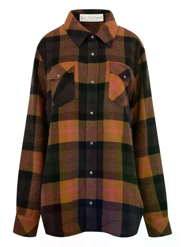 GOD'S TRUE CASHMERE Tartan Plaid Cashmere Shirt - Orange