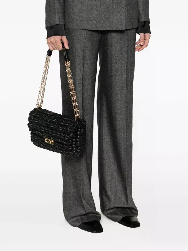 Michael Kors Braided-leather Satchel With Chain Strap