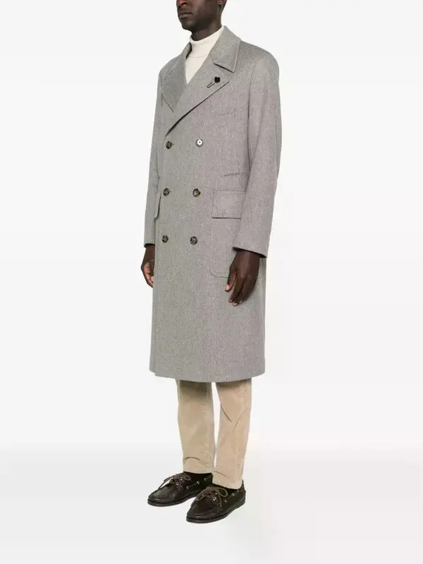 LARDINI Double-breasted Wool Overcoat - Grey