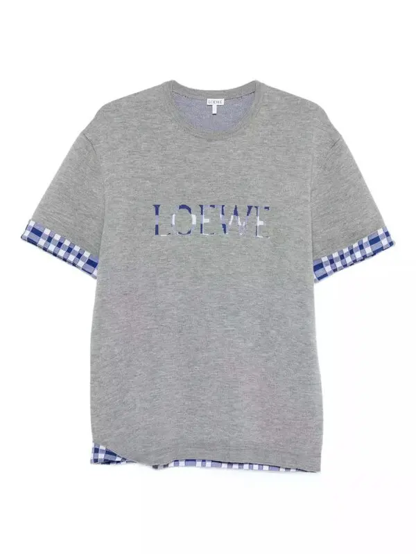 Loewe Logo-detail Checked T-shirt - Grey