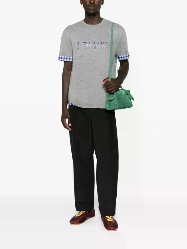 Loewe Logo-detail Checked T-shirt - Grey