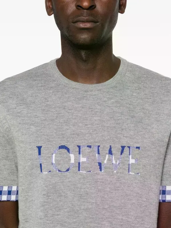 Loewe Logo-detail Checked T-shirt - Grey