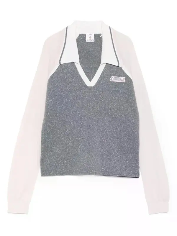 Casablanca Tennis Long-sleeved Polo Top - Grey