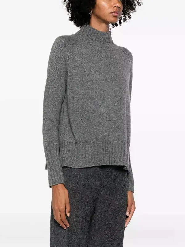 BEYOU High-neck Cashmere Sweater - Grey