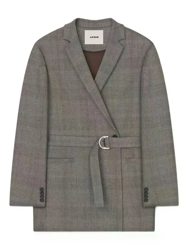 AERON Checked Belted Blazer