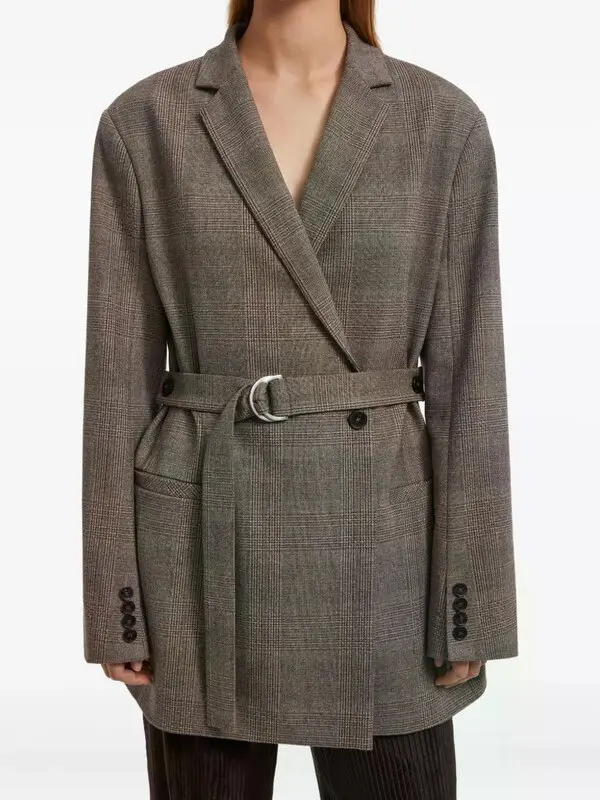AERON Checked Belted Blazer