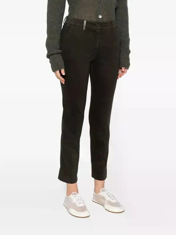 Peserico Logo-detail Cotton Trousers - Brown