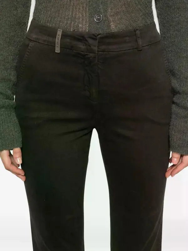Peserico Logo-detail Cotton Trousers - Brown