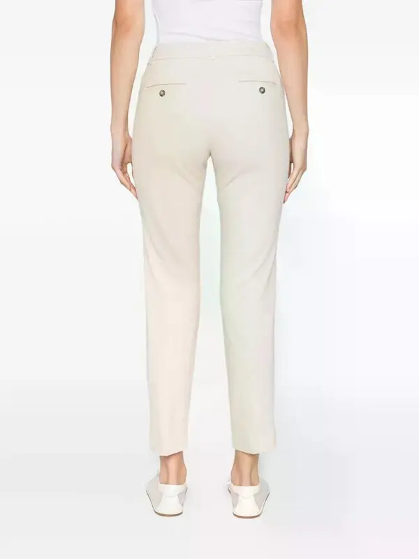Peserico Cotton Trousers With Logo Detail - Neutrals