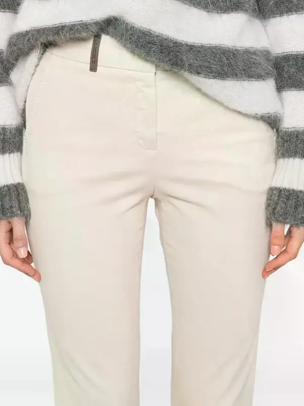 Peserico Cotton Trousers With Logo Detail - Neutrals