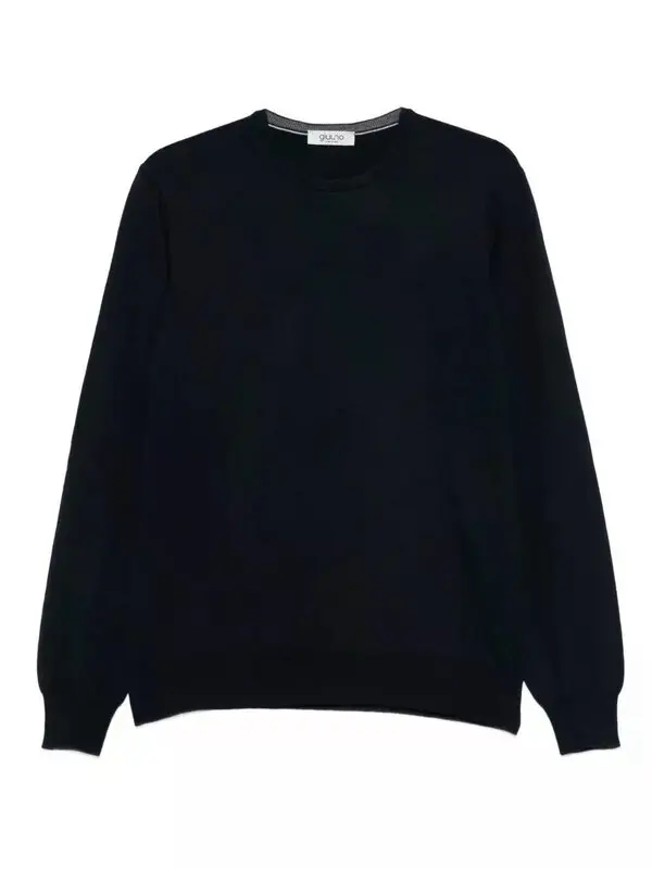 GIUUNO Crew-neck Fine Knit Sweater - Blue