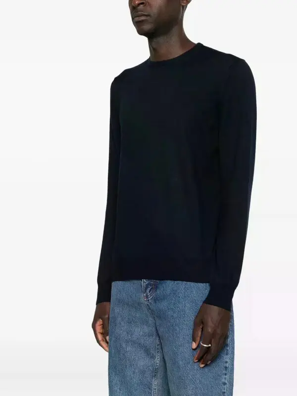 GIUUNO Crew-neck Fine Knit Sweater - Blue