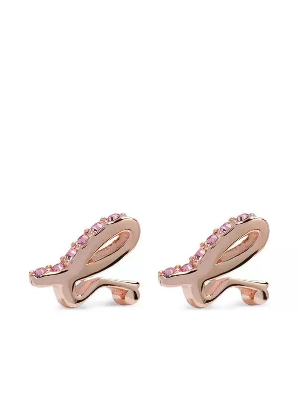 AGNÈS B. Logo-plaque Stud Earrings - Pink