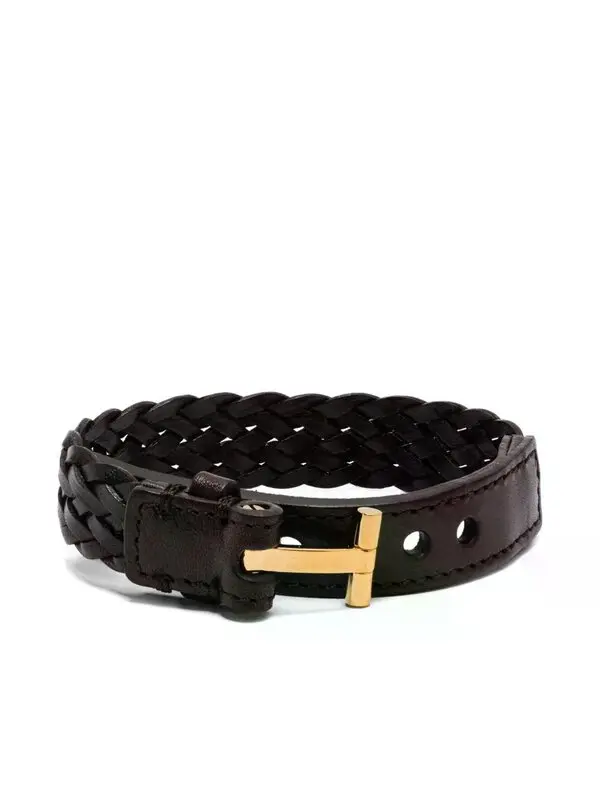 TOM FORD Braided Leather Bracelet - Brown