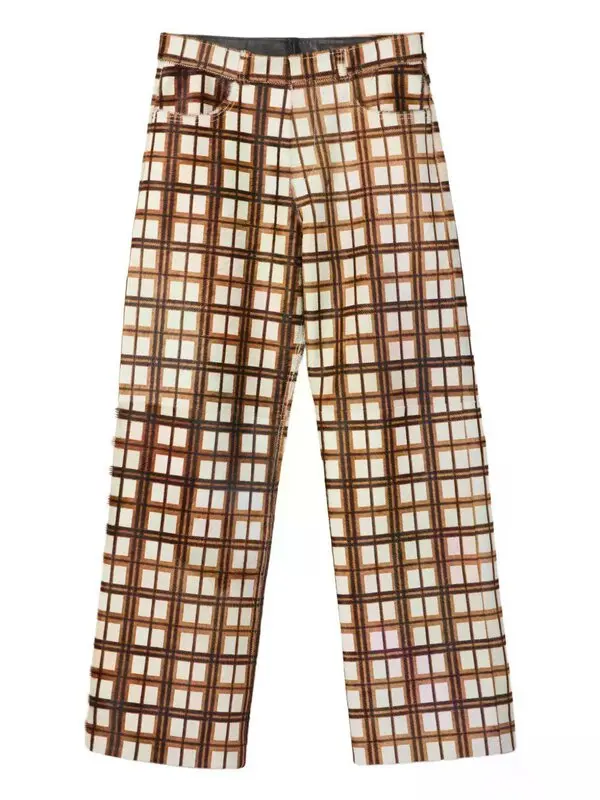Camper Checked Leather Straight-leg Trousers