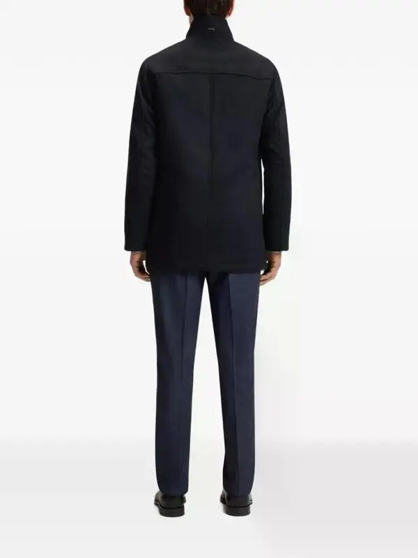 BOSS Wool High-neck Coat - Blue
