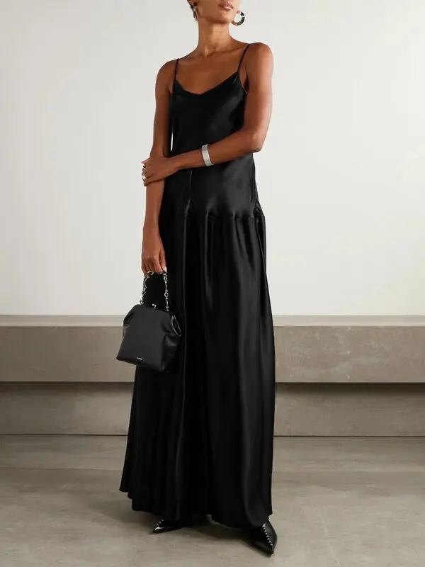 FFORME Layla Hammered-satin Maxi Dress - Black