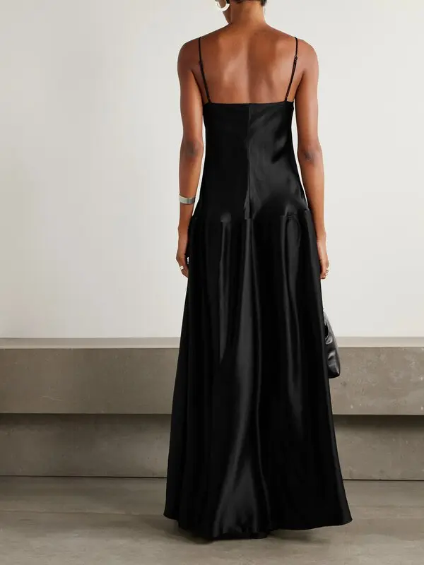 FFORME Layla Hammered-satin Maxi Dress - Black