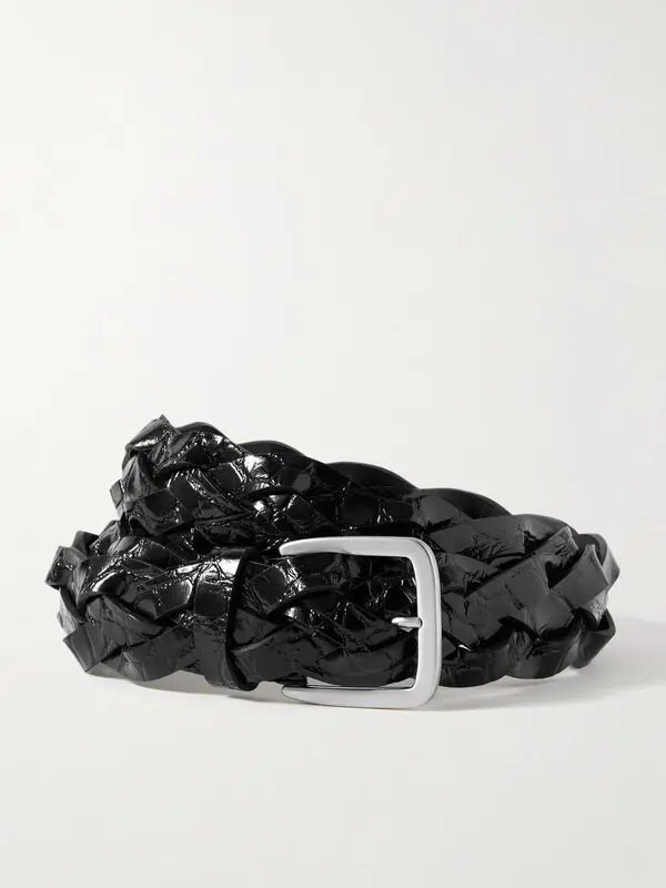 Proenza Schouler Braided Croc-effect Leather Belt - Black