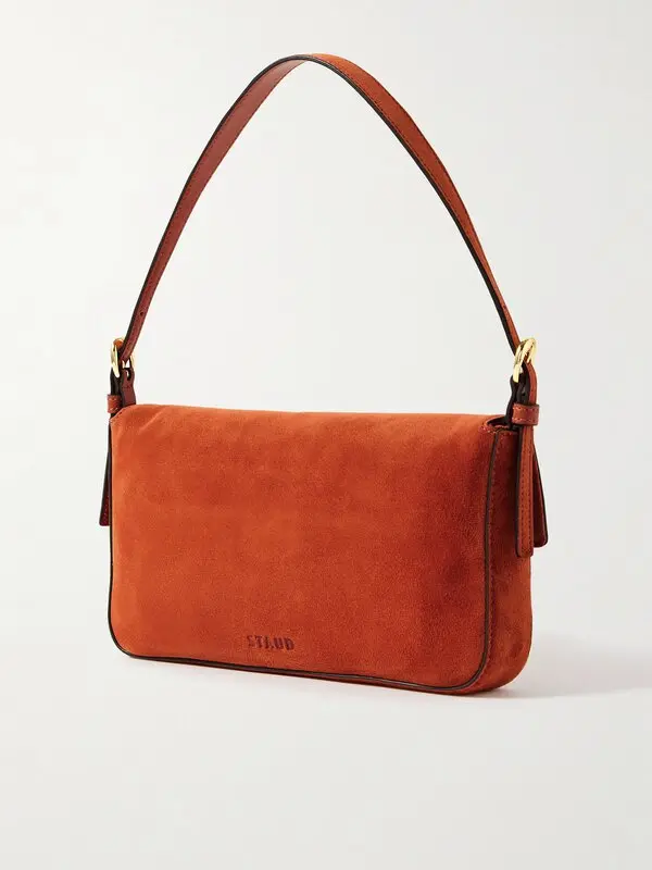 Staud Harlow Buckled Suede Shoulder Bag