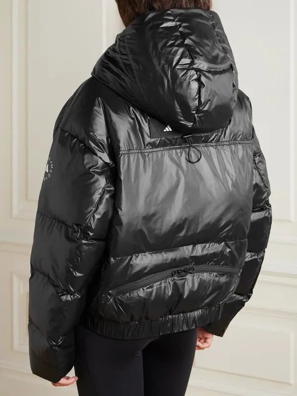 Adidas By Stella McCartney Hooded Padded Quilted Recycled Shell Jacket - Black