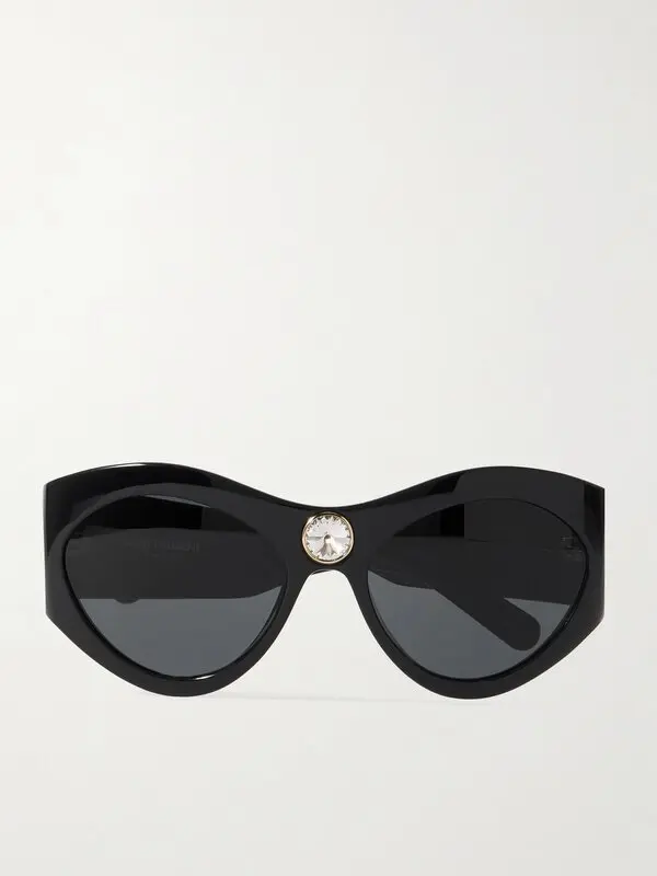 Saint Laurent Esther Cat-eye Crystal-embellished Sunglasses - Black