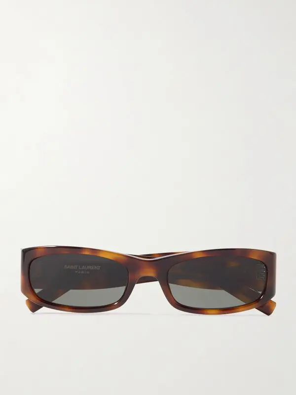 Saint Laurent Tortoiseshell Rectangle Sunglasses - Brown