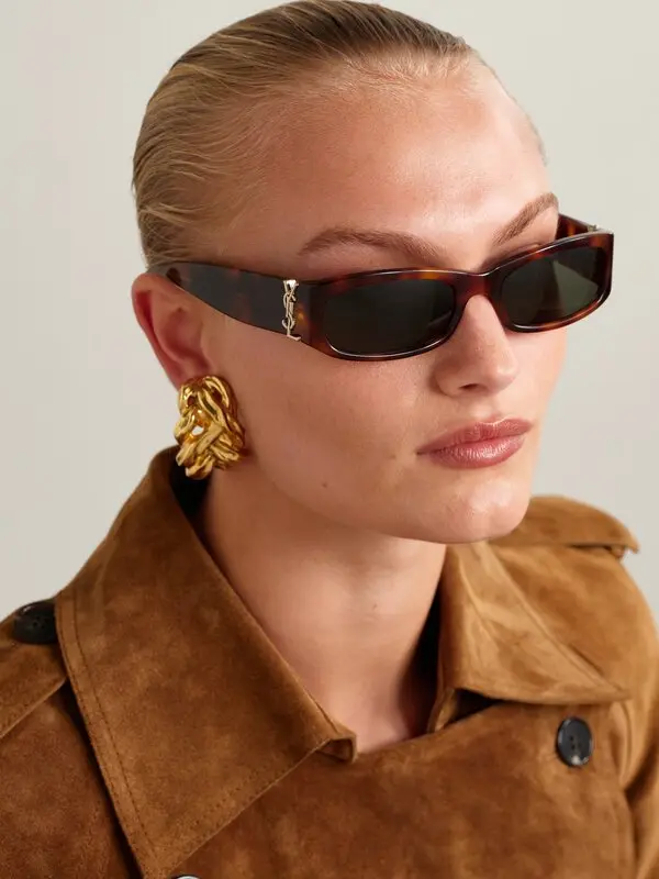 Saint Laurent Tortoiseshell Rectangle Sunglasses