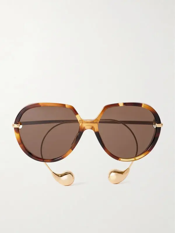 Bottega Veneta Drop Round-frame Tortoiseshell Sunglasses - Gold