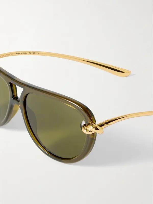 Bottega Veneta Knot Aviator Sunglasses - Green