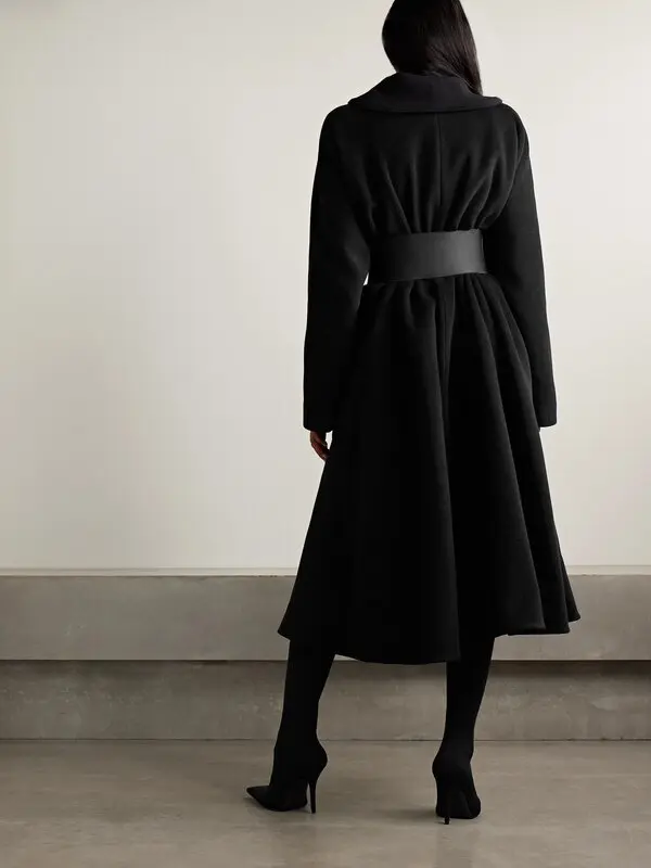 Balenciaga Belted Brushed Wool-blend Coat