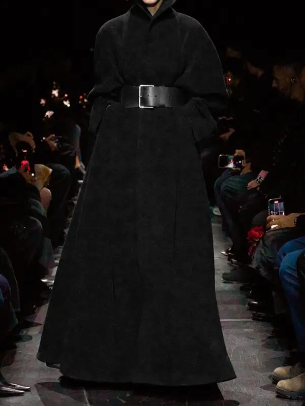 Balenciaga Belted Brushed Wool-blend Coat