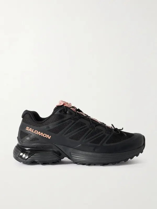 SALOMON Xt-pathway 2 Ruffled Satin And Rubber-trimmed Mesh Sneakers - Black