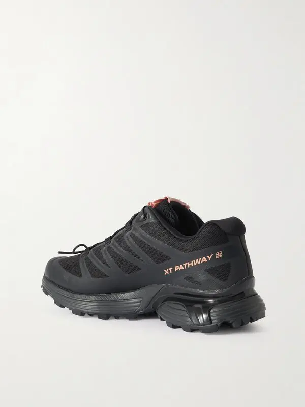 SALOMON Xt-pathway 2 Ruffled Satin And Rubber-trimmed Mesh Sneakers - Black