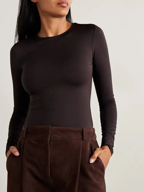 AGOLDE Aura Stretch-jersey Thong Bodysuit - Brown