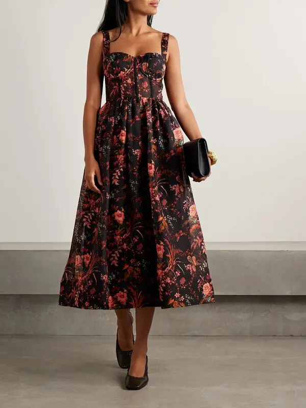 Cara Cara Phoebe Floral-print Linen And Silk-blend Midi Dress