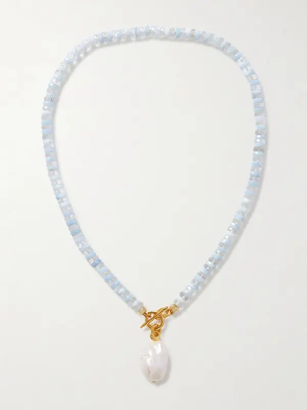 LIZZIE FORTUNATO Pearl Isle Gold-plated Multi-stone Necklace - Off-white