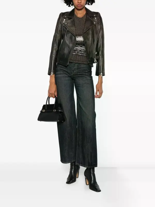 SWORD 6644 Zip-up Leather Jacket